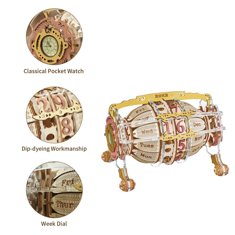Robotime ROKR Zodiac Wall Clock 3D Wooden Puzzle Model Assembly Toys G ...