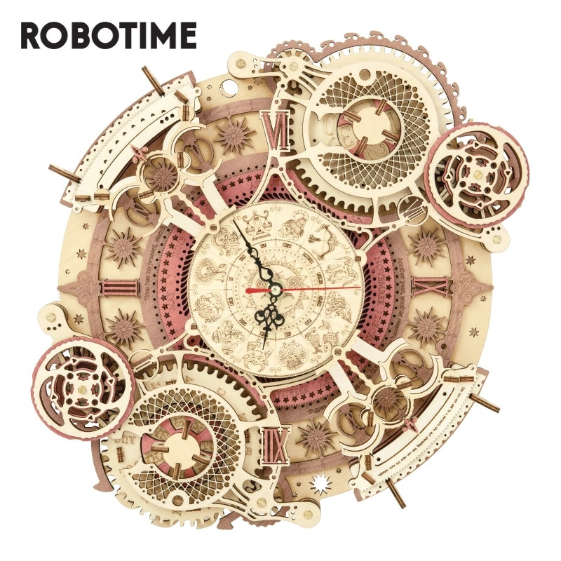 Robotime ROKR Zodiac Wall Clock 3D Wooden Puzzle Model Assembly Toys G ...